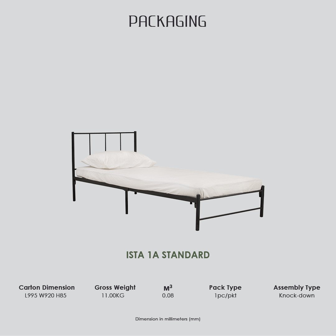 CALLON SINGLE BED WITH 1900MM SIDE RAIL BLACK
